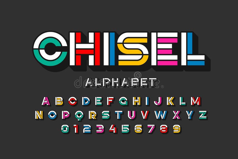 Chisel font stock vector. Illustration of element, font - 123951294