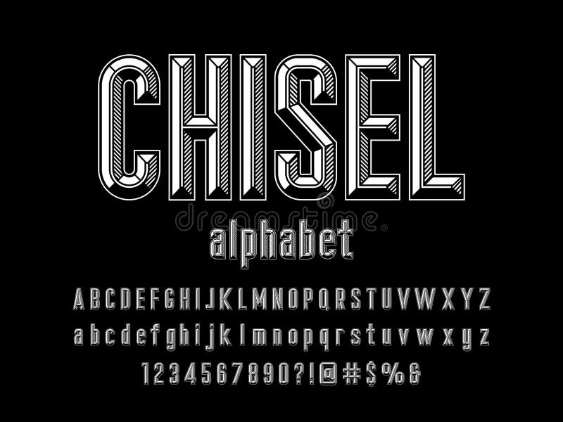 Chisel font stock vector. Illustration of poster, element - 148404992