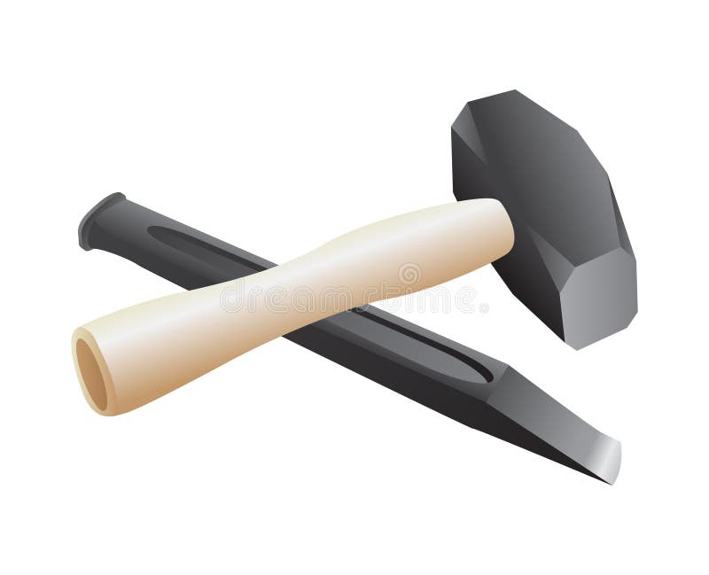 Chisel and hammer stock illustration. Illustration of maintenance ...
