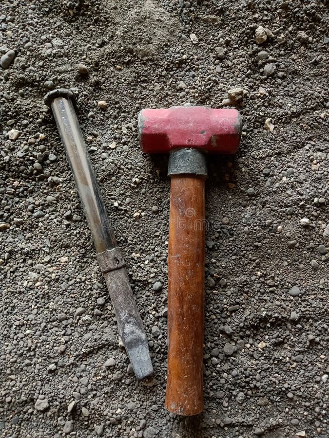 Chisel and Hammer on Pebble Background Stock Image - Image of abstract ...