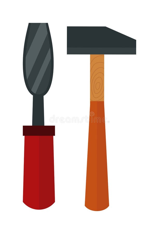 Chisel, Hammer Vector Illustration Stock Vector - Illustration of metal ...