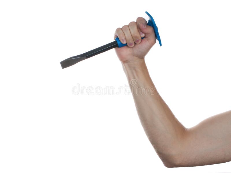 Chisel and hammer in hand stock photo. Image of lathe - 10418792
