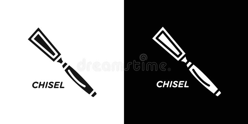 Chisel Icon Flat Vector Set Outline Stock Vector - Illustration of ...