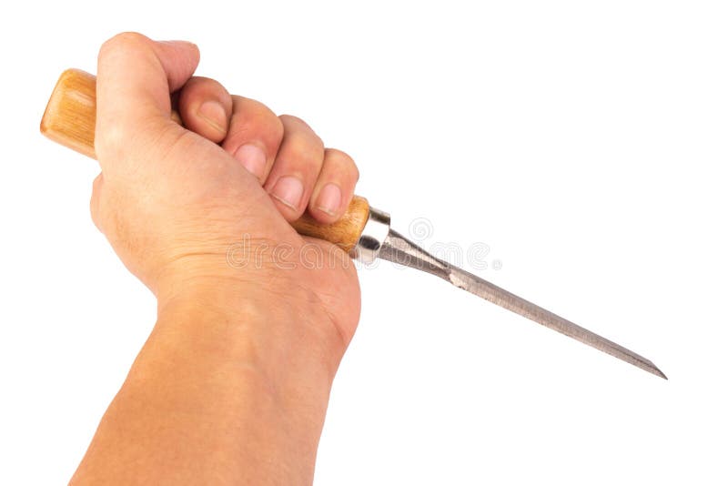 Chisel Isolated on White Background Hand Human Stock Image - Image of ...