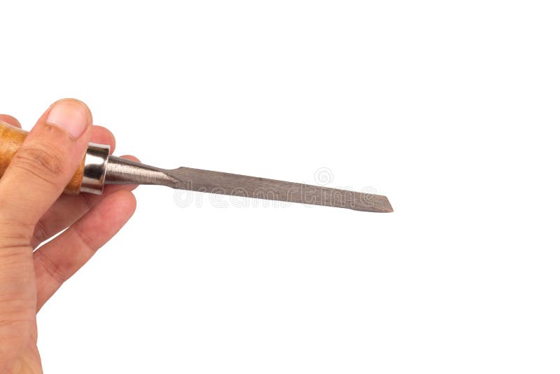 Chisel Isolated on White Background Hand Human Stock Photo - Image of ...
