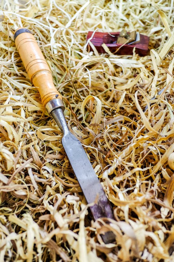 Chisel and Plane on Saw Dust Stock Image - Image of equipment, wood ...