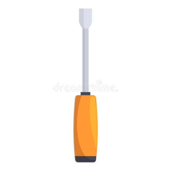 Chisel Screwdriver with Orange Handle Standing Upright on White ...