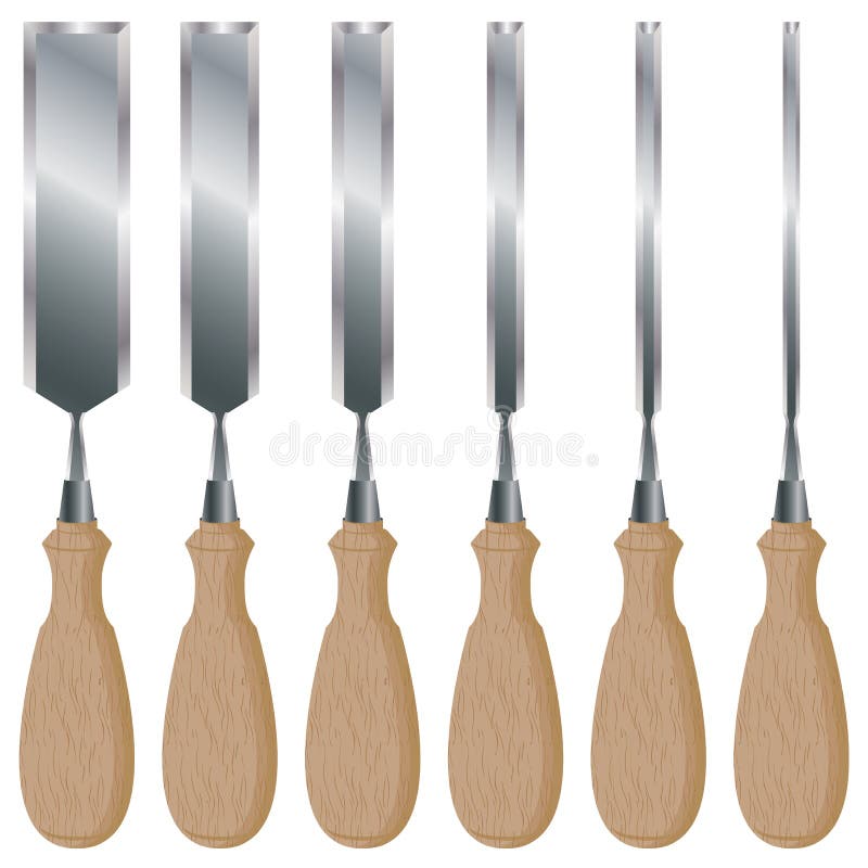 Chisel Set Isolated on White Background. Knife with Cutting Set ...