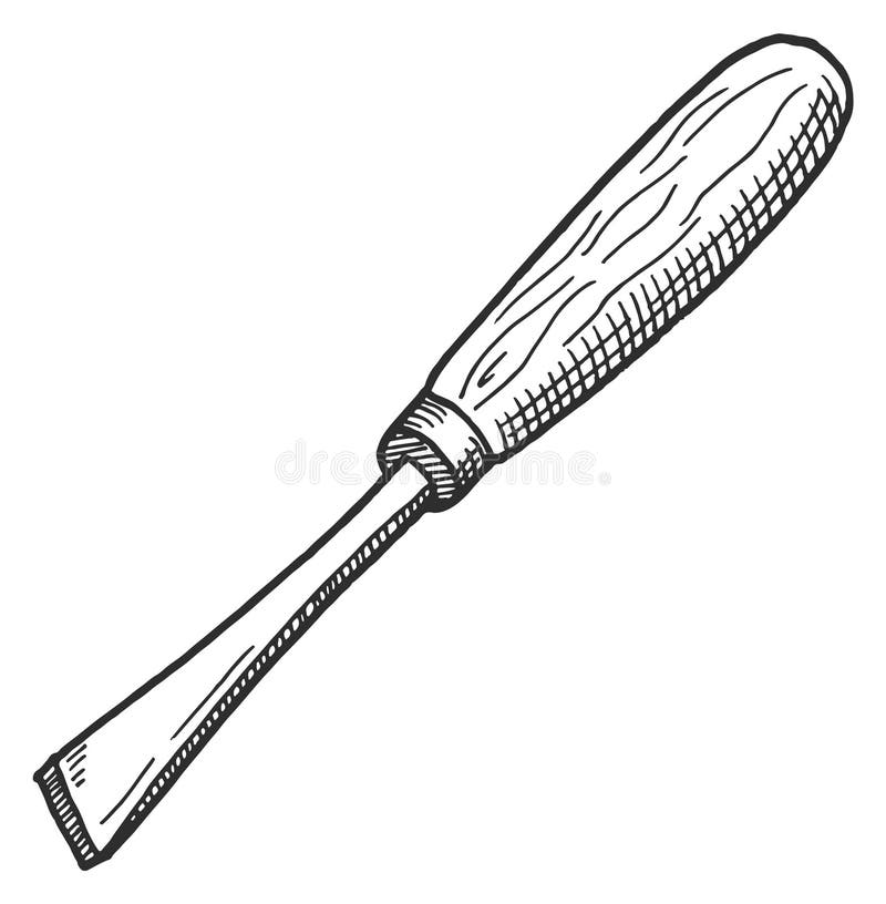 Chisel Sketch. Carpenter Tool Stock Illustration - Illustration of ...