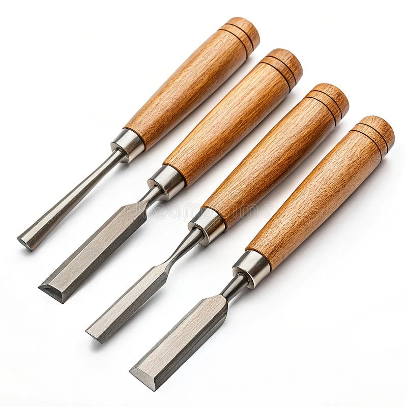 Chisel Tools with Ergonomic Wooden Handles Stock Illustration ...