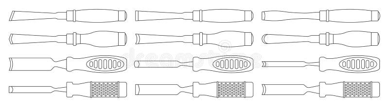 Chisel Vector Outline Icon. Vector Illustration Tool on White ...