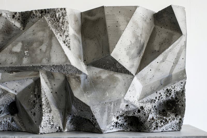 A Chiseled Concrete Block with Sharp Edges and Angular Features Placed ...