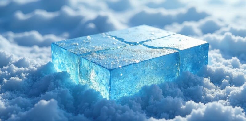 Chiseled Ice Rectangle, Frosted Surface Close-up , Element, Frozen ...