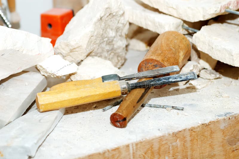 Chisels stock image. Image of marble, handtools, table - 372503