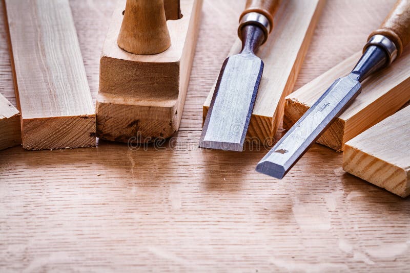 Chisels and Plane Planks on Wooden Board Stock Photo - Image of chisel ...