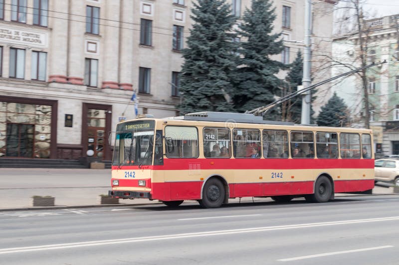 Trolleybus in the Center of Chisinau Editorial Stock Image - Image of ...