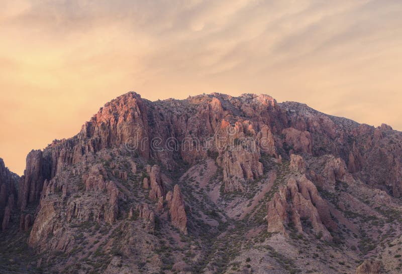 Chisos Basin Mountains at Sunset Stock Photo - Image of valley ...