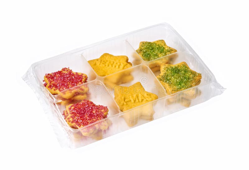 Chistmas Cookies in a Plastic Tray Stock Photo - Image of festive ...