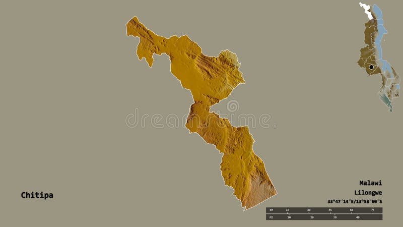 Chitipa, District of Malawi, Zoomed. Relief Stock Illustration ...