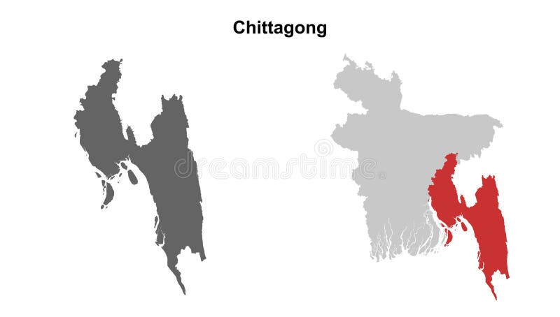 Chittagong outline map stock illustration. Illustration of border - 378849319
