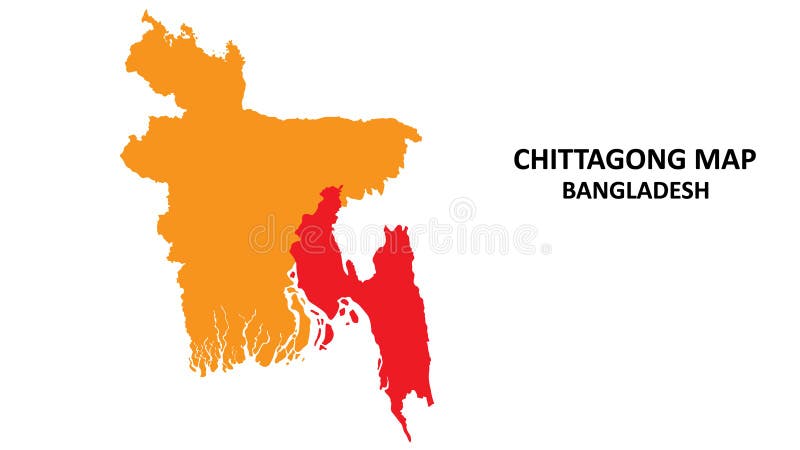 Chittagong State and Regions Map Highlighted on Bangladesh Map Stock ...