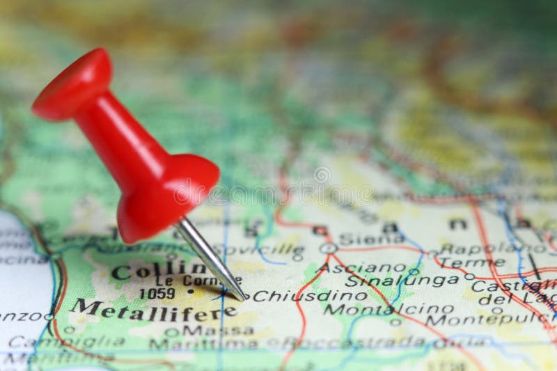 Chiusdino, Italy Pin on Map Stock Photo - Image of freedom, business ...