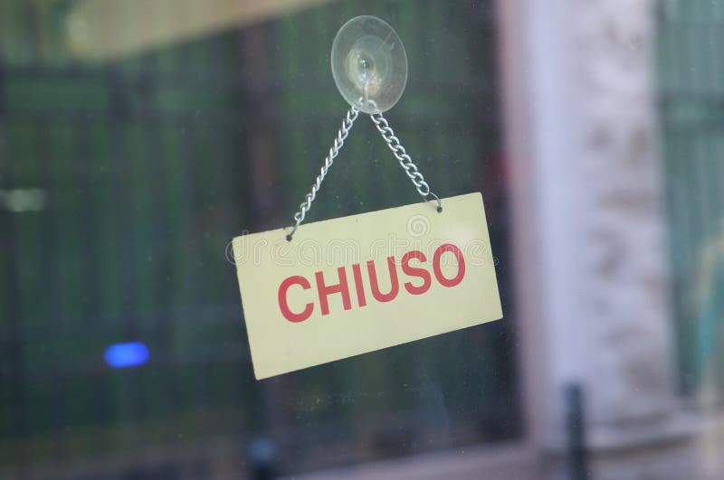 Chiuso Transl. Closed Sign in Shop Window Stock Photo - Image of urban ...