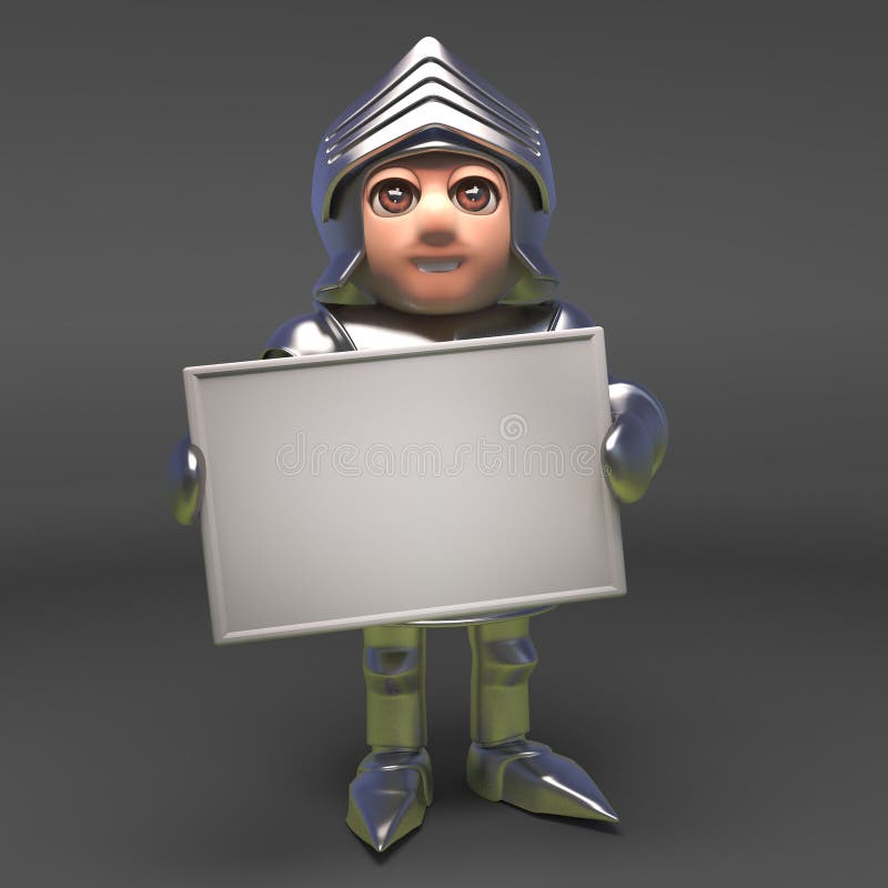 Chivalrous Knight in Armour Holding a Blank Banner, 3d Illustration ...