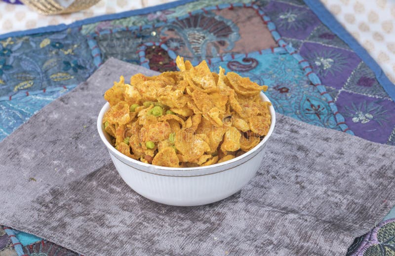 Chivda Namkeen Food stock image. Image of food, bhujia - 153317855