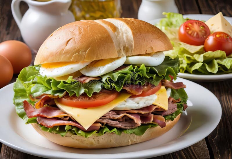 A Chivito Sandwich with Fries on the Side Stock Illustration ...