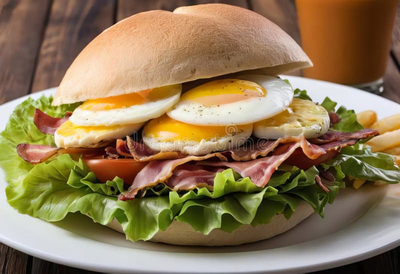 A Chivito Sandwich with Fries on the Side Stock Illustration ...