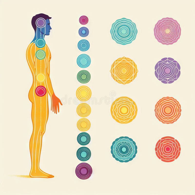 Illustration of Chakra Points on Human Body Stock Illustration ...