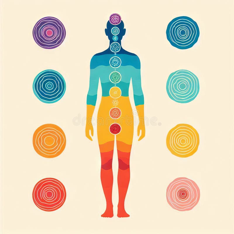 Illustration of Chakra Points on Human Body Stock Illustration ...