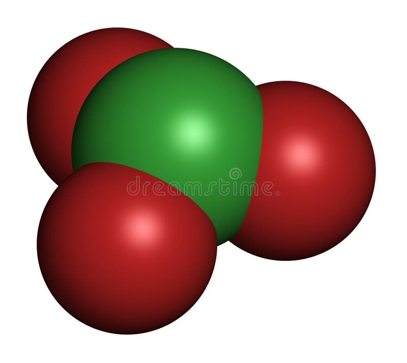 Chlorate Anion, Chemical Structure. 3D Rendering Stock Illustration ...