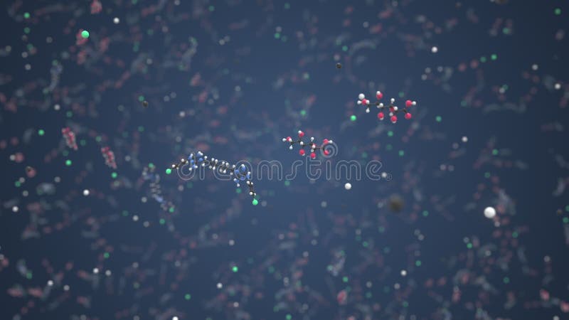 Molecule of Chlorhexidine Gluconate with Infographics on the Computer ...