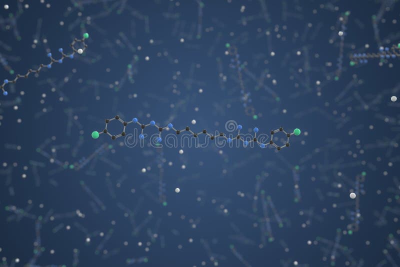 Chlorhexidine Molecule. Ball-and-stick Molecular Model. Chemistry ...