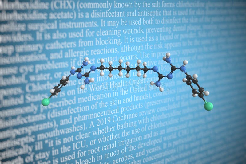 Chlorhexidine Scientific Molecular Model, 3D Rendering Stock ...