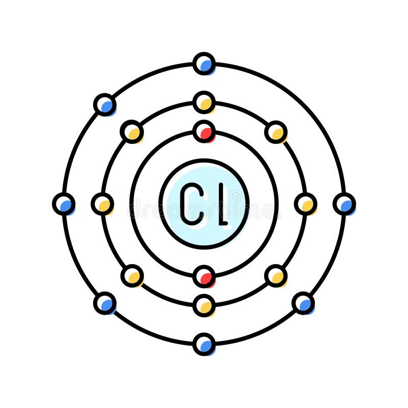 Chlorine Atom Bleach Color Icon Vector Illustration Stock Vector ...