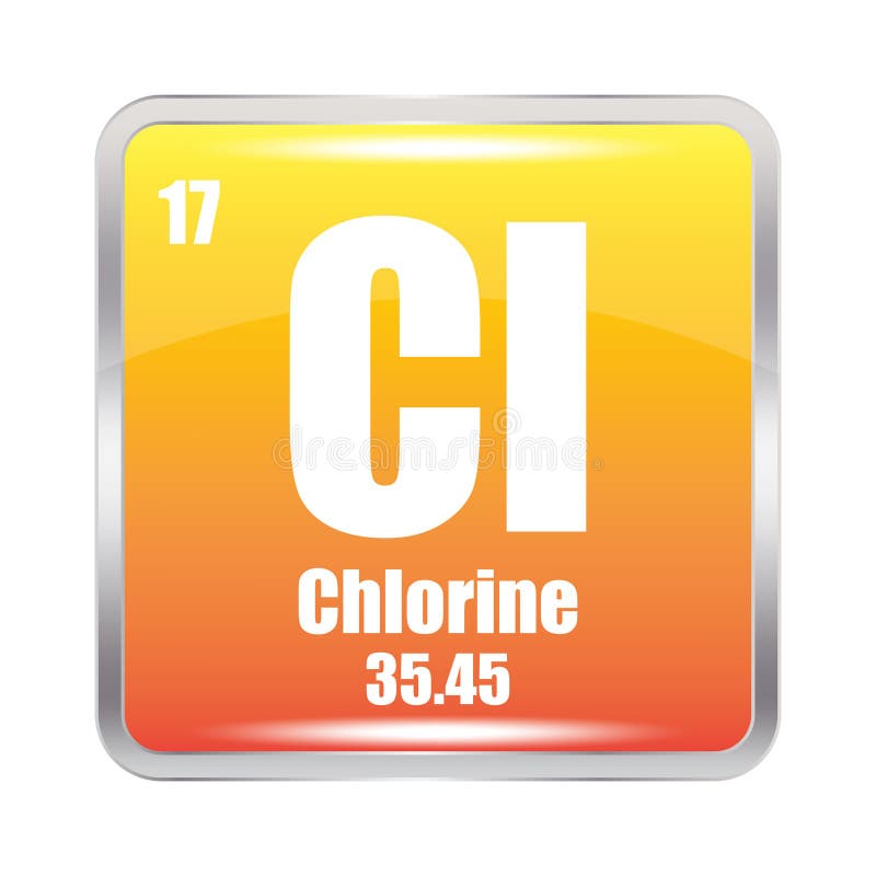 Chlorine Symbol Icon. Element Cl 17. Atomic Mass 35.45. Vector Element ...