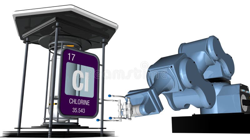 Chlorine Symbol in Square Shape with Metallic Edge in Front of a ...