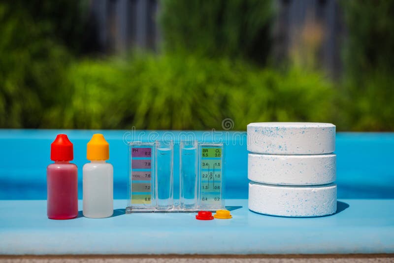 Chlorine Tablets and Water Test Kit with Dropper Bottles and Color ...