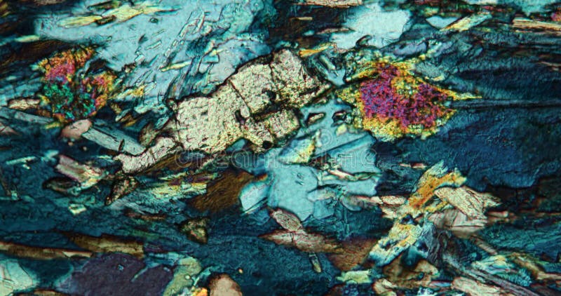 Chlorite Slate Rock Section Under the Microscope Stock Footage - Video ...