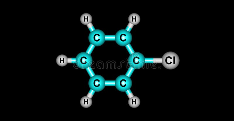 Chlorobenzene Molecular Structure Isolated on Black Stock Illustration ...