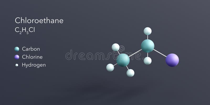 Chloroethane Molecule, Structural Chemical Formula, Ball-and-stick ...