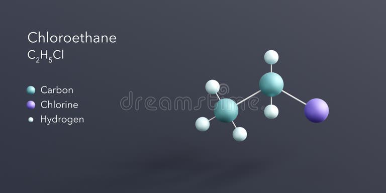 Chloroethane Molecule 3d Rendering, Flat Molecular Structure with ...