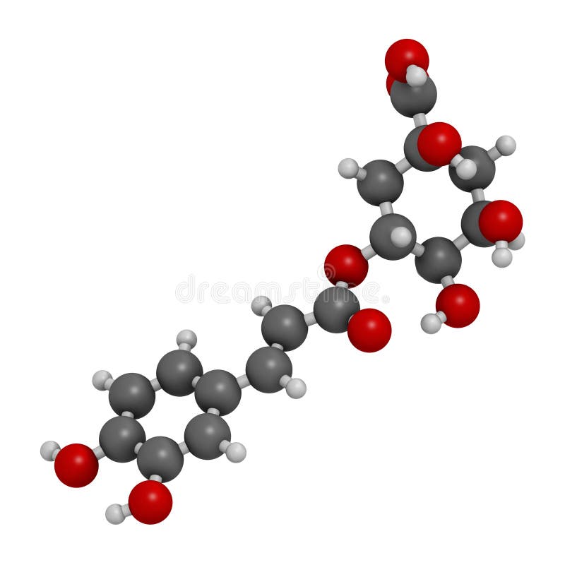 Chlorogenic Acid Herbal Molecule. 3D Rendering Stock Image ...