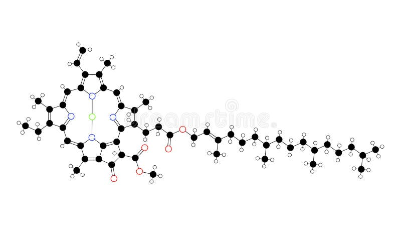 Chlorophyll a Molecule, Structural Chemical Formula, Ball-and-stick ...