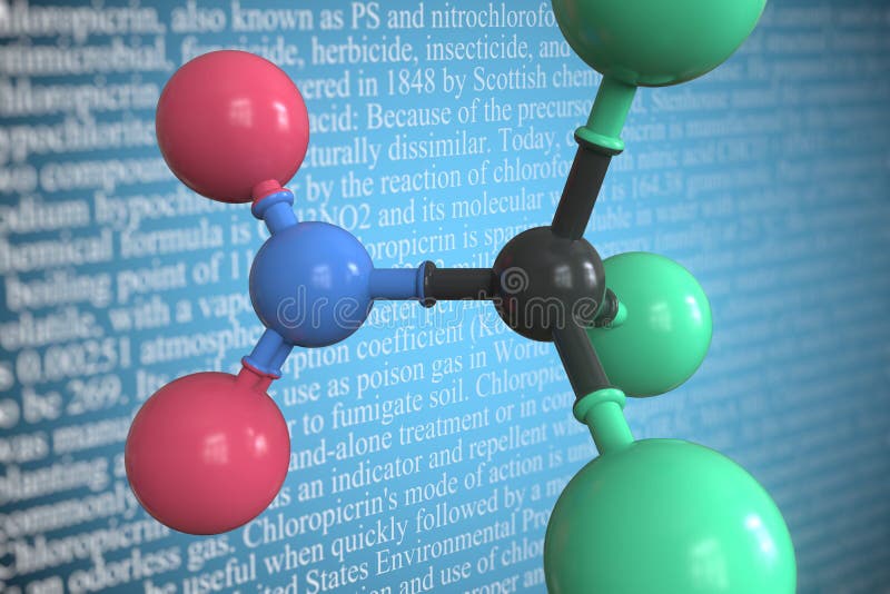 Chloropicrin Molecule, Isolated Molecular Model. 3D Rendering Stock ...