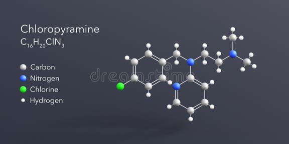 Chloropyramine Molecule 3d Rendering, Flat Molecular Structure with ...