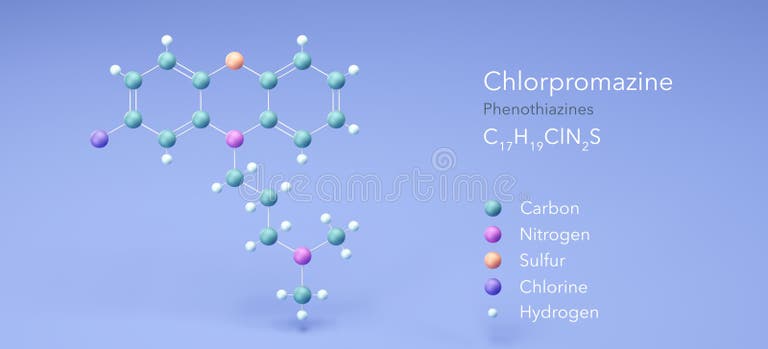 Chlorpromazine Molecule, Molecular Structures, Phenothiazines, 3d Model ...